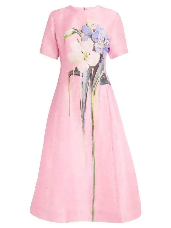 LEO LIN Caroline Floral Midi Dress - Pink