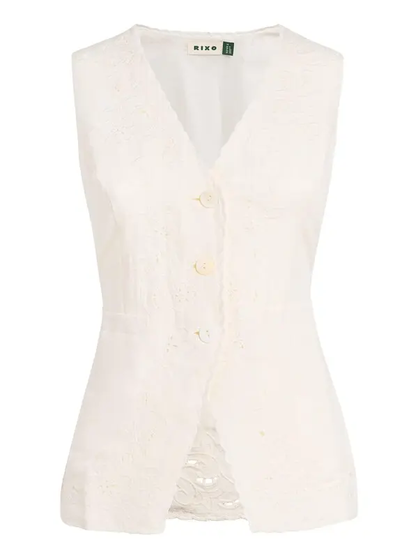 Rixo Cutwork Embroidery Jesse Waistcoat - White