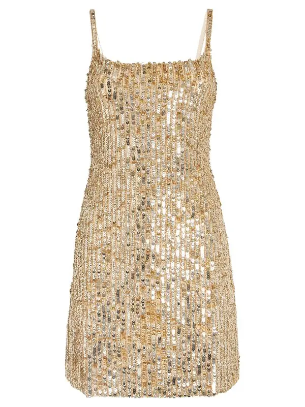 Alice + Olivia Embellished Nina Mini Dress - Gold