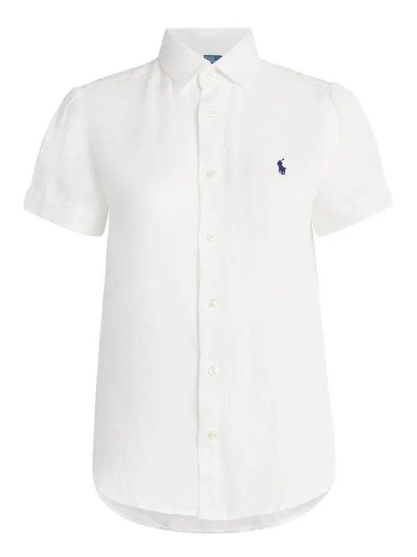 Polo Ralph Lauren Short Sleeve Linen Shirt - White
