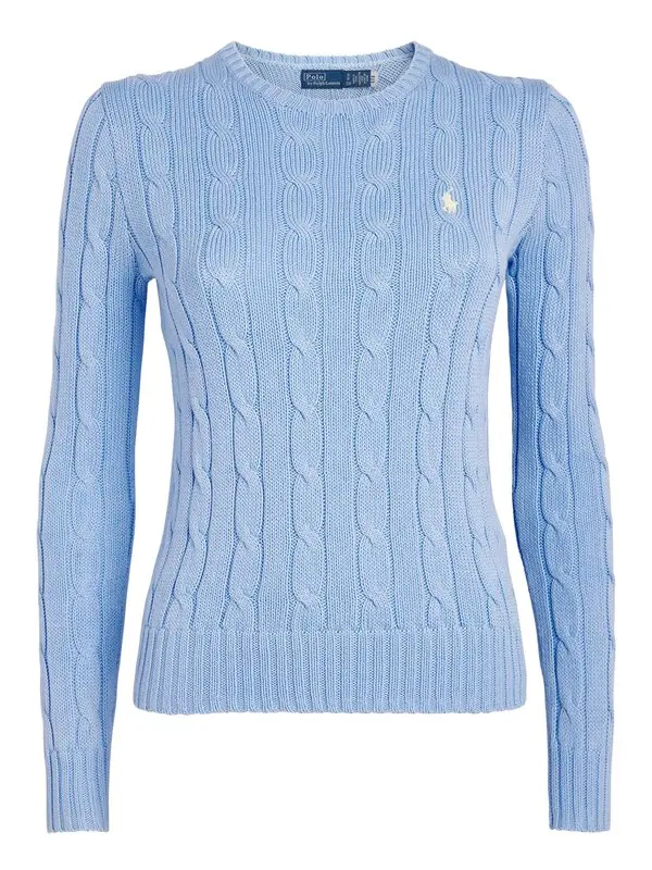 Polo Ralph Lauren Cotton Cable Knit Crewneck Sweater - Blue