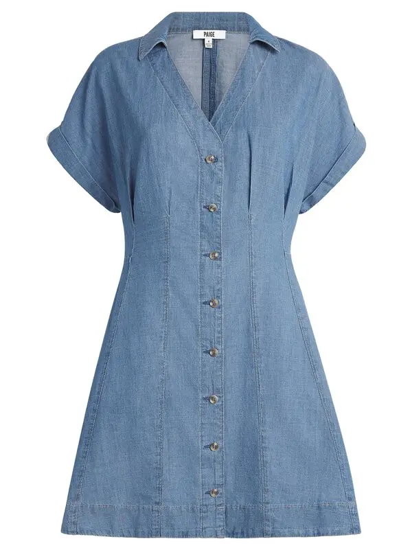 Paige Chambray Lana Mini Dress - Blue