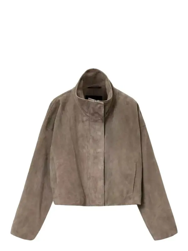 ALLSAINTS Ryder Suede Sheepskin Jacket - Fawn Brown