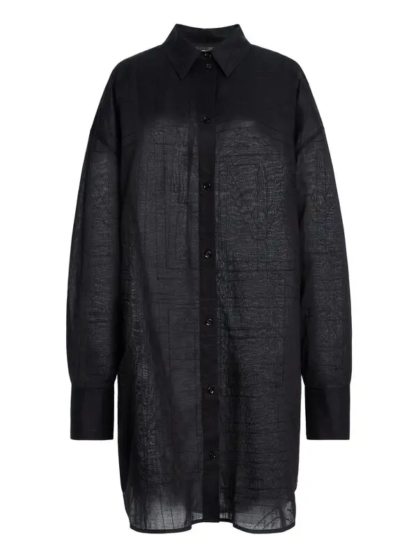 TOTEME Embroidered Cotton-blend Slub Weave Oversized Shirt - Black