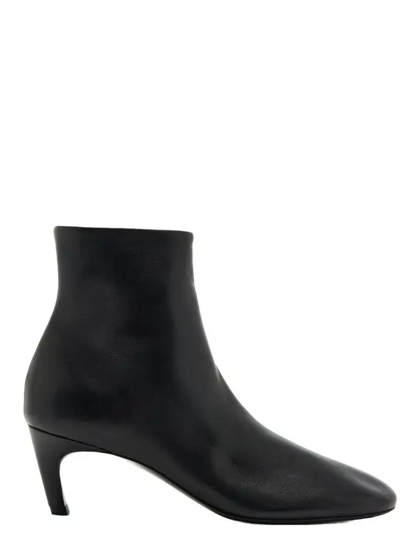 TOTEME Leather Ankle Boots With Kitten Heel - Black