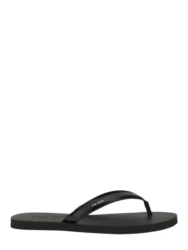 Prada Leather Thong Sandals - Black