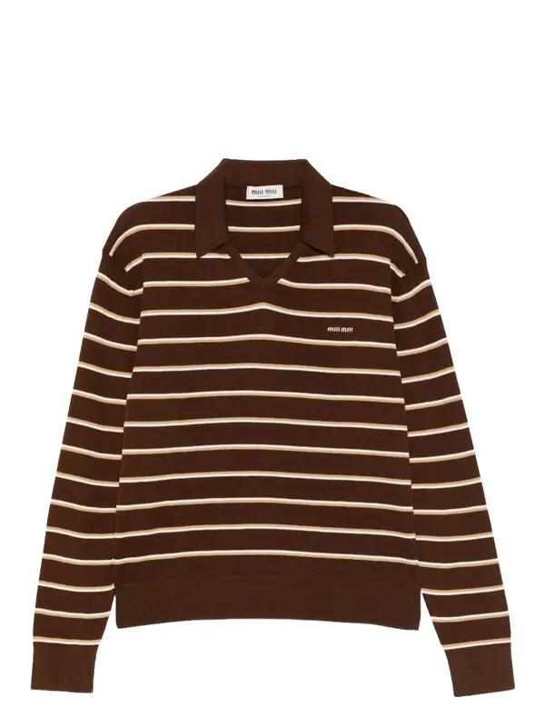 Miu Miu Striped Cotton Polo Shirt - Multicolor