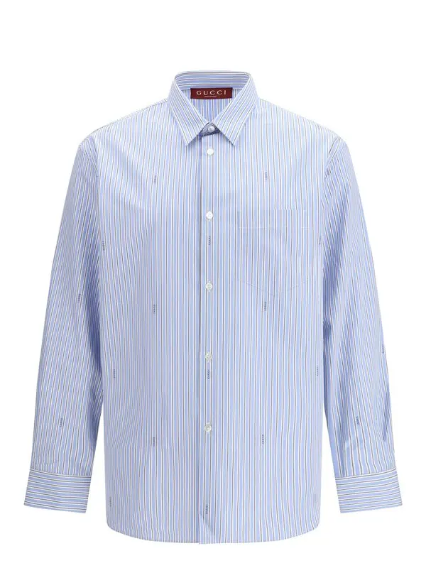 Gucci Striped Cotton Poplin Shirt - Blue