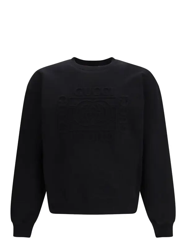 Gucci Cotton Sweatshirt With Raised Logo - Black
