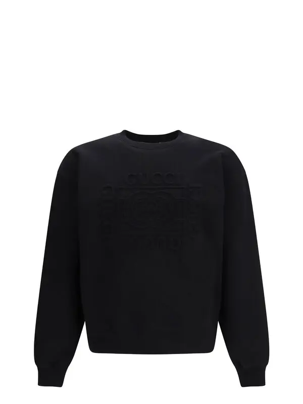 Gucci Cotton Sweatshirt With Raised Logo - Black