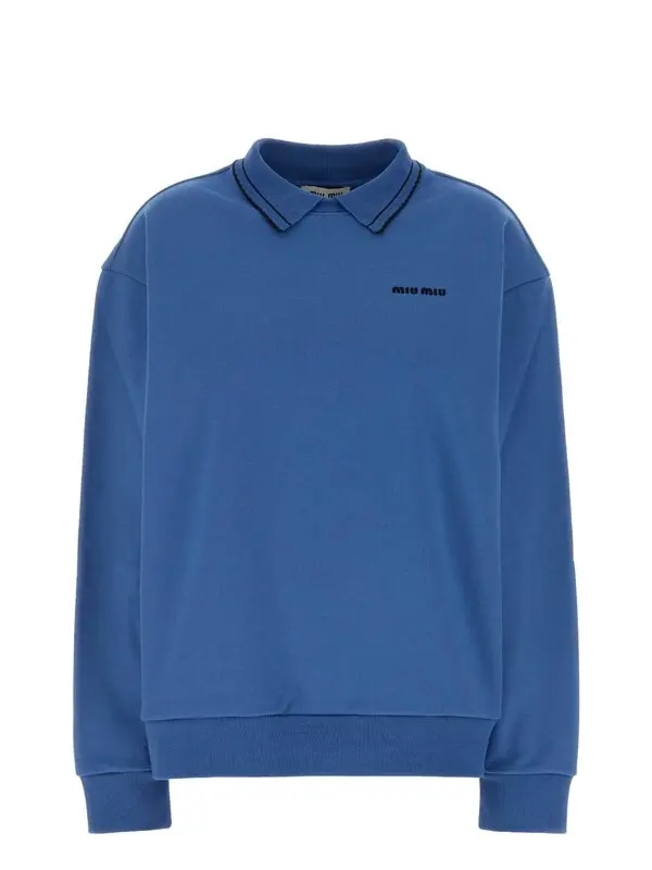 Miu Miu Oversize Cotton Polo Shirt - Blue