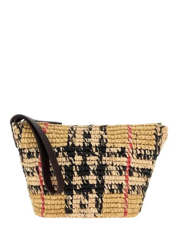 Burberry Embroidered Raffia Beauty Case - Multicolor