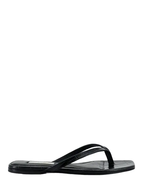 TOTEME Croc-embossed Leather Square Toe Sandals - Black