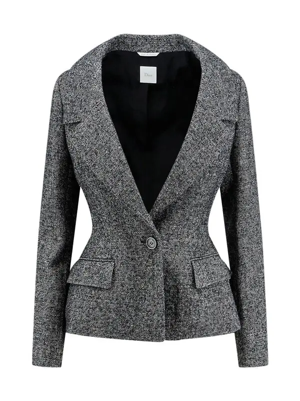 Dior Single-button Bouclé Chevron Blazer - Multicolor