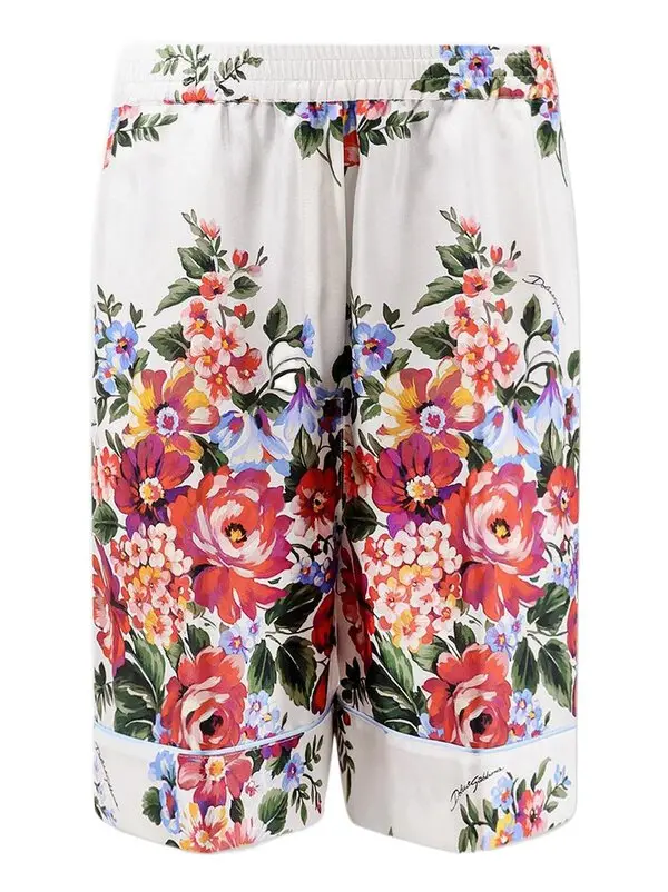 Dolce & Gabbana Silk Shorts With Floral Print - Multicolor