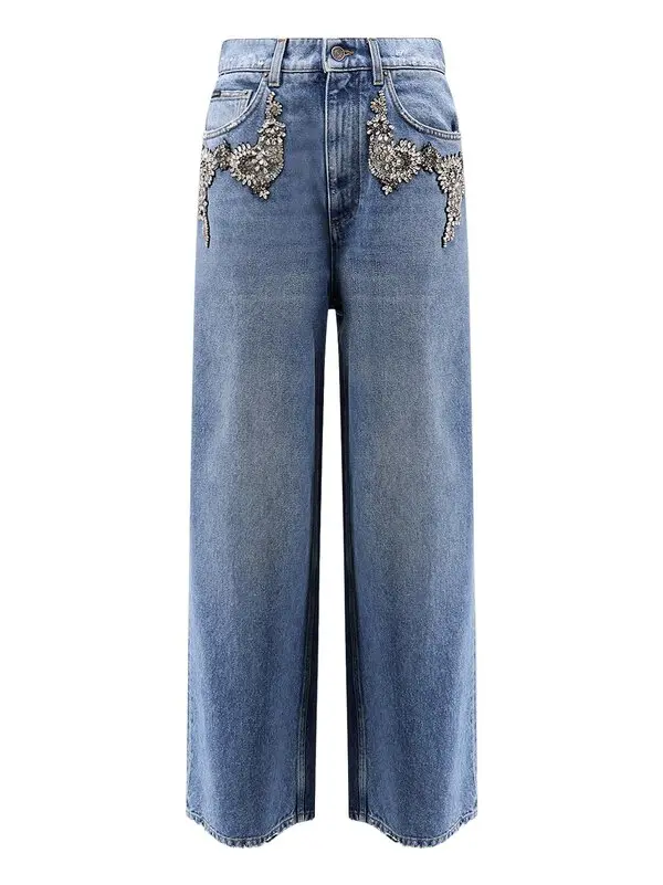 Dolce & Gabbana Embellished Denim Jeans - Blue