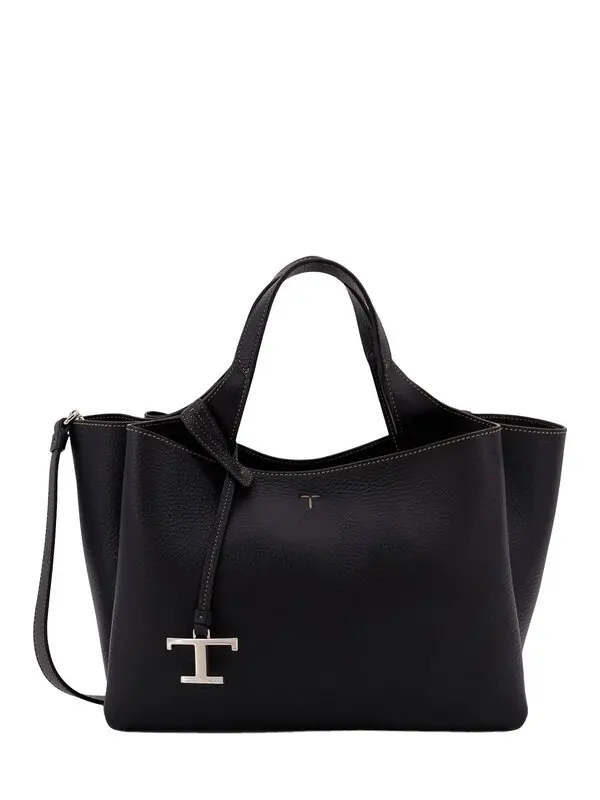 TOD'S Leather Shoulder Bag With Monogram Charm - Multicolor