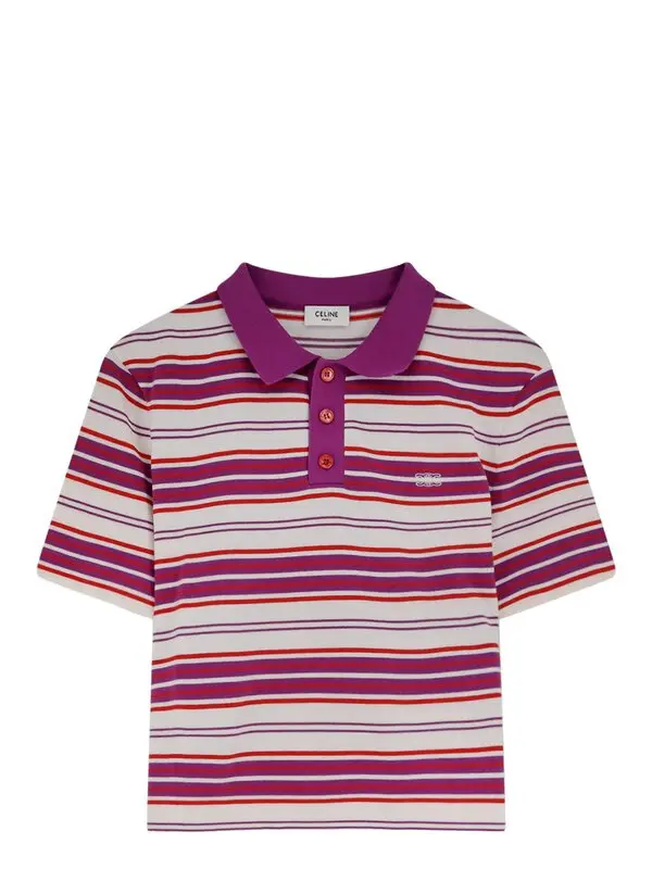 Celine Striped Cotton Polo Shirt - Multicolor