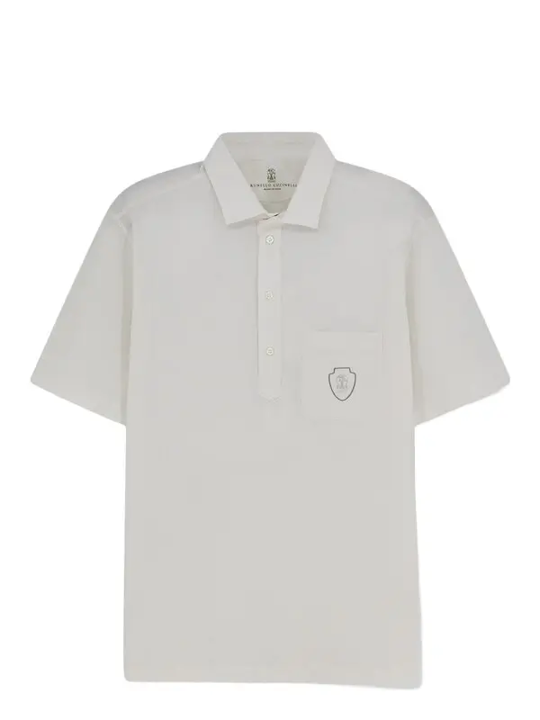 Brunello Cucinelli Virgin Wool Polo Shirt With Front Logo Patch - Multicolor