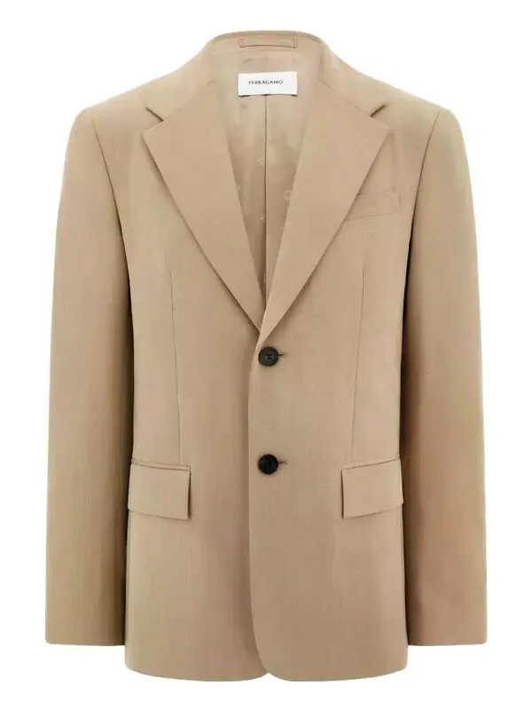 FERRAGAMO Single-breasted Flannel Blazer - Neutrals