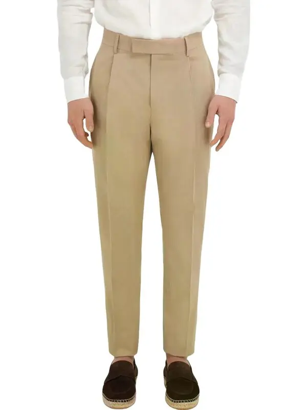 FERRAGAMO Silk And Wool Tailored Trousers - Neutrals