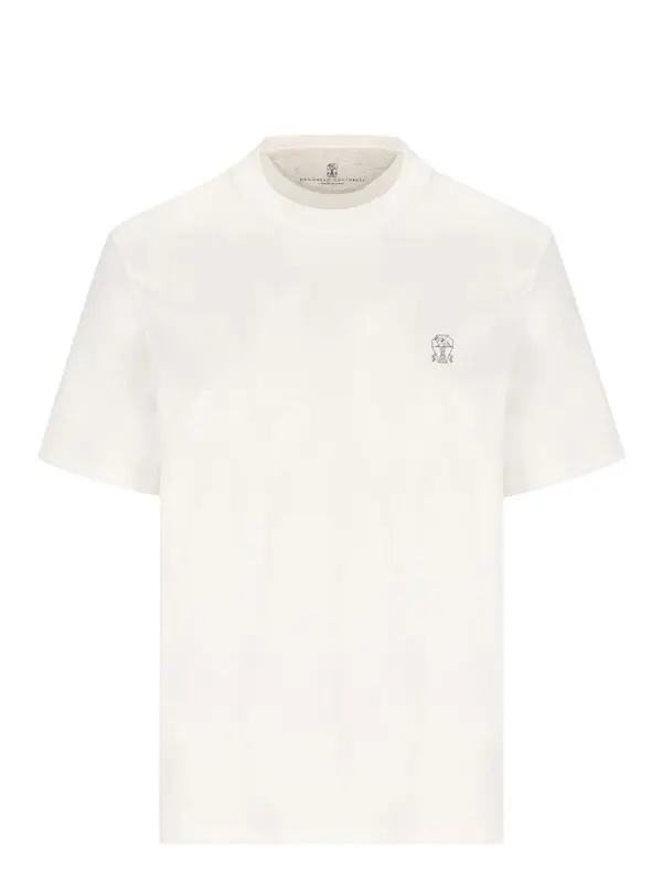 Brunello Cucinelli Logo Cotton T-shirt - Multicolor
