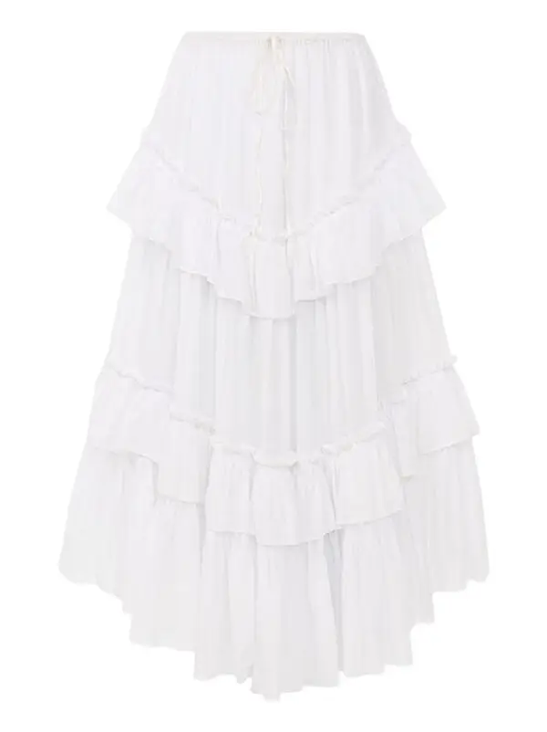 Chloé Ruffled Cotton Maxi Skirt - White