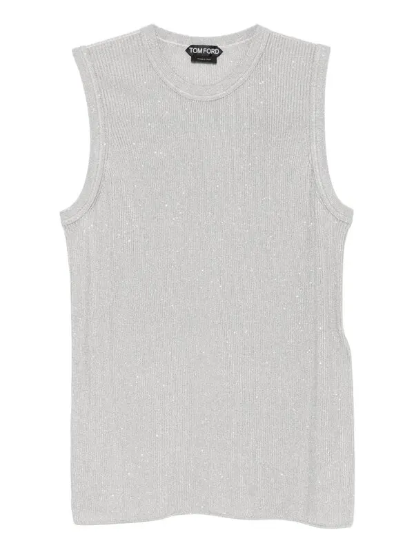 TOM FORD Sleeveless Crewneck Sequin Knit Top - Multicolor