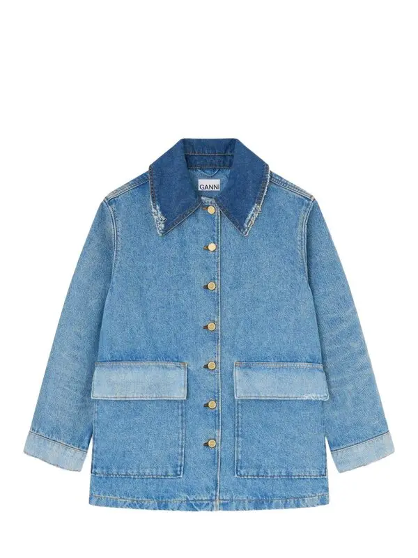 GANNI Patchwork Denim Jacket - Multicolor