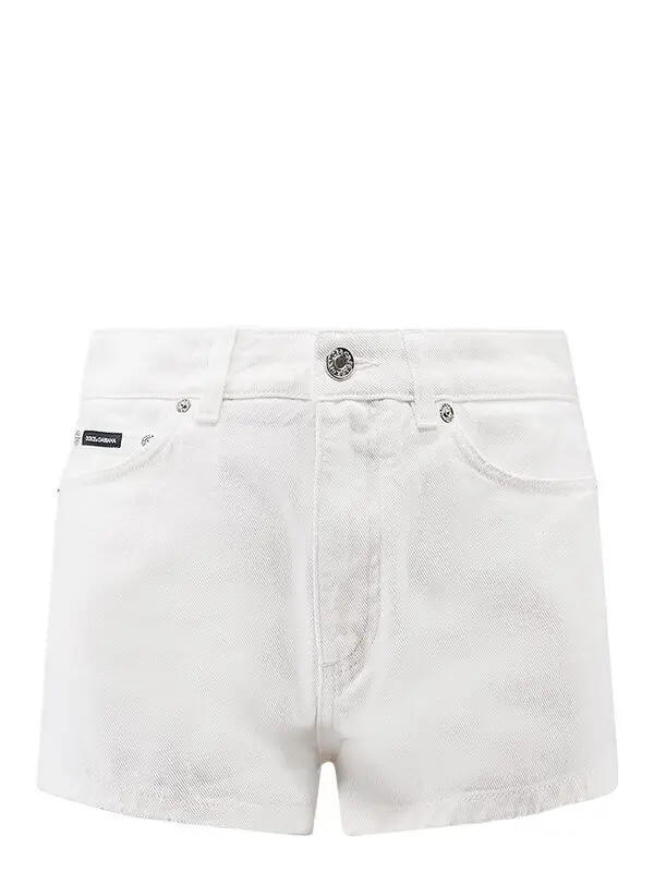 Dolce & Gabbana White Cotton Denim Shorts - Multicolor