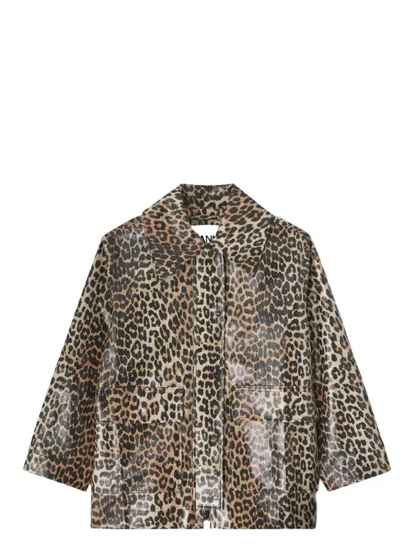 GANNI Leopard Print Cotton Blend Jacket - Multicolor