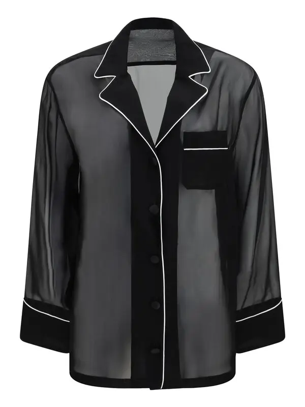 Dolce & Gabbana Chiffon Floral Print Shirt - Black