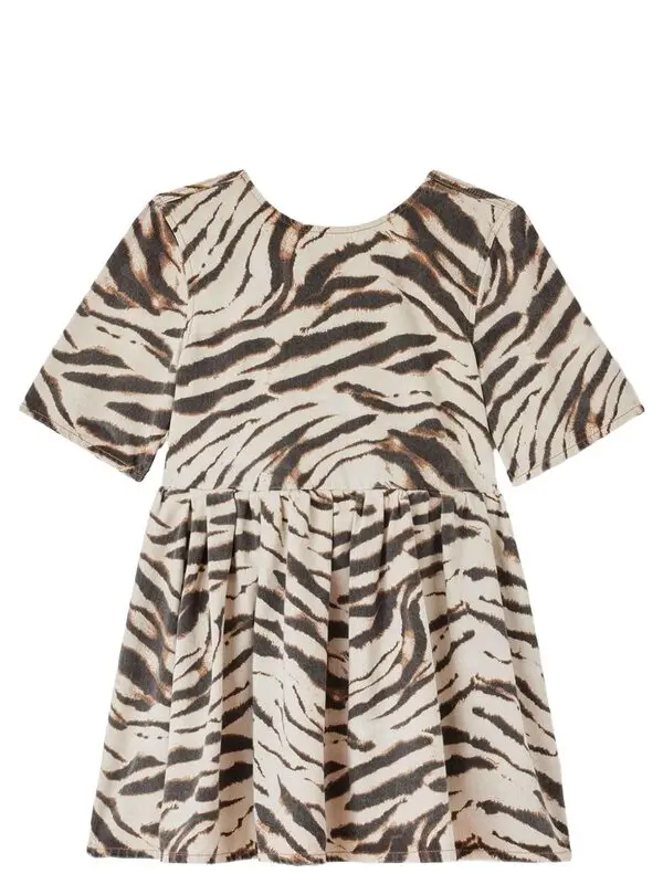 GANNI Zebra Print Cotton Mini Dress - Multicolor