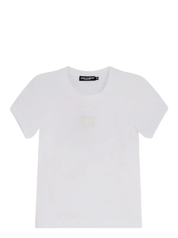 Dolce & Gabbana Cotton T-shirt With Bow Detail And Dg Patch - Multicolor