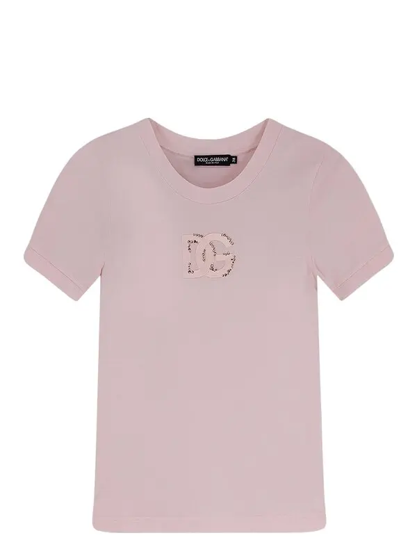 Dolce & Gabbana Cotton T-shirt With Dg Crystal Embroidery - Multicolor