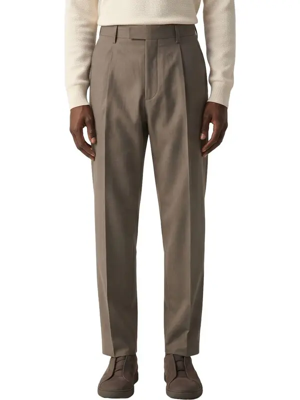 Zegna Tailored Cotton Linen Trousers - Brown