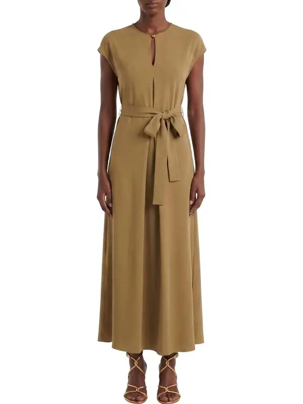 Max Mara Belted Viscose Dress - Cream