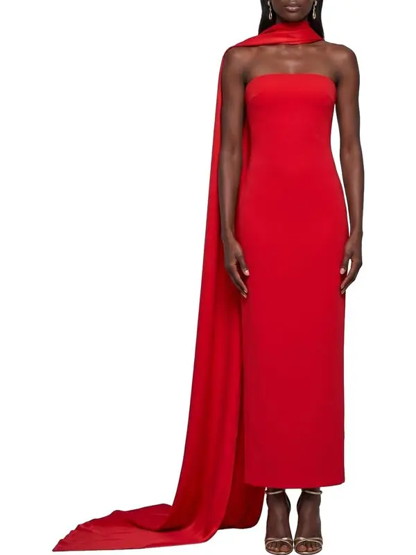 Solace London Strapless Sculptural Gown - Red