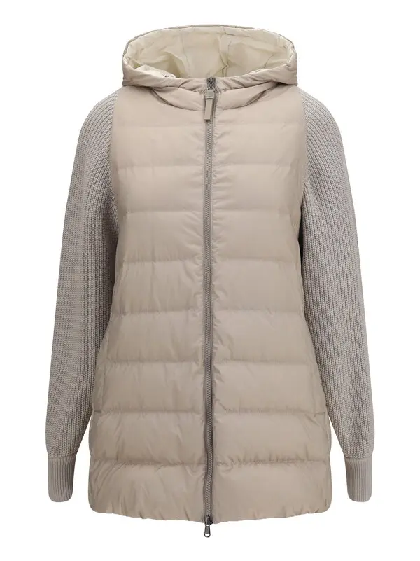 Brunello Cucinelli Long Monili Chain Puffer Jacket - Gray