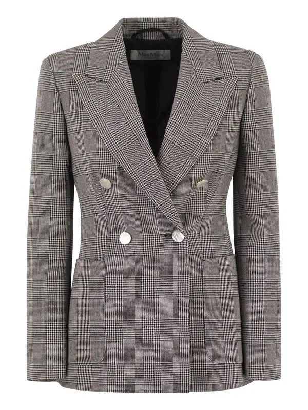 Max Mara Accordo Double-breasted Prince Of Wales Virgin Wool Blazer - Multicolor