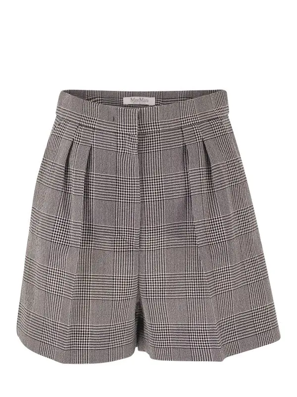 Max Mara Prince Of Wales Check Tailored Virgin Wool Shorts - Multicolor