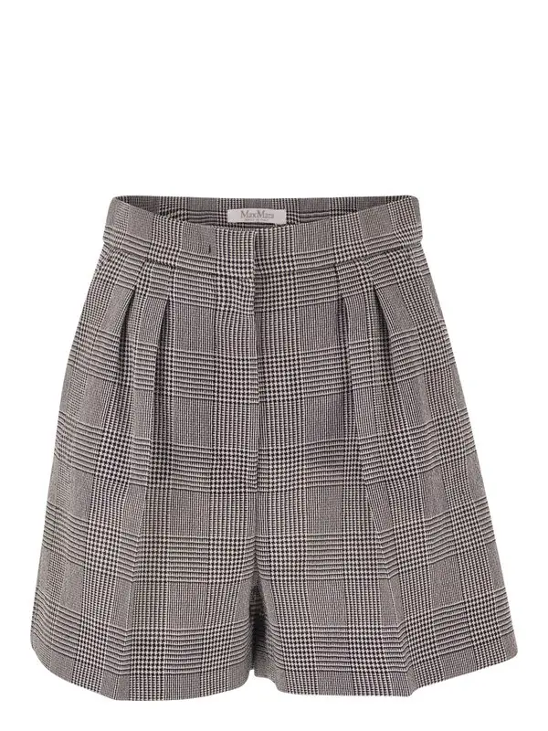 Max Mara Prince Of Wales Check Tailored Virgin Wool Shorts - Multicolor