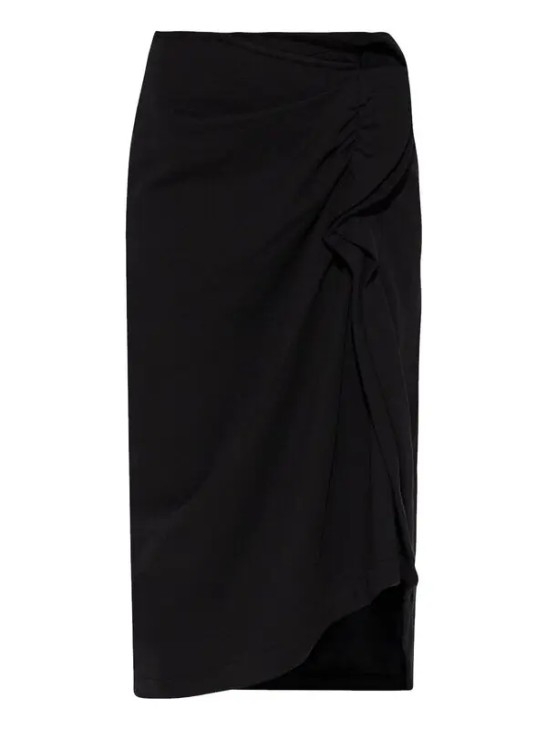 Dries Van Noten Black Elasticated Waistband Asymmetric Hem Midi Skirt - Multicolor