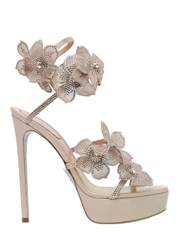 Rene Caovilla 130mm Crystal-embellished Floral Sandals - Neutrals