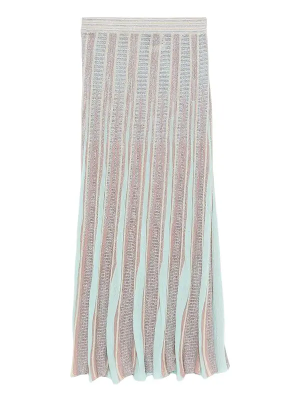 FORTE_FORTE Pleated Long Skirt With Striped Pattern - Multicolor