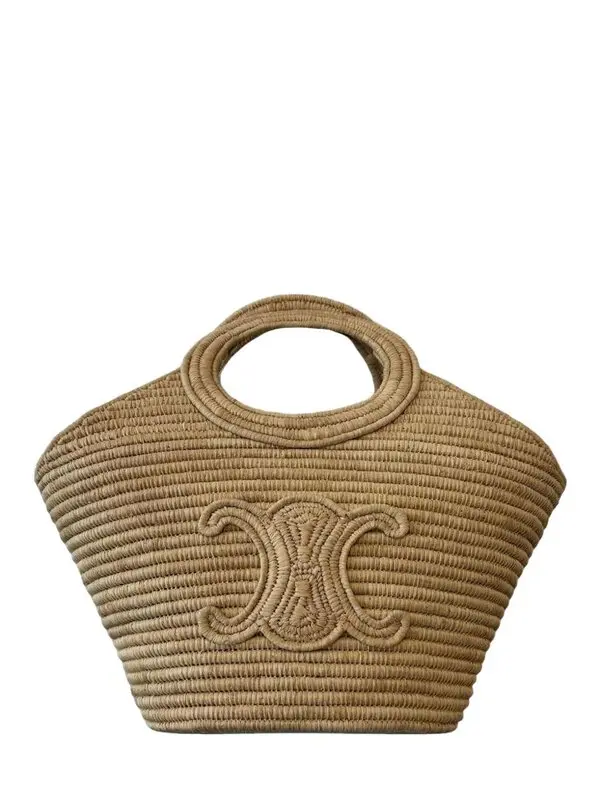 Celine Raffia Handbag With Triomphe Detail - Multicolor