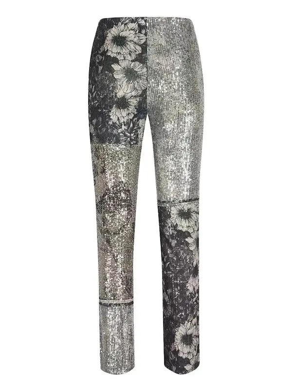 MAISON MARGIELA Sequin Embellished Patchwork Trousers - Silver