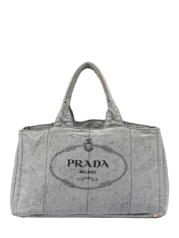 Prada Large Canvas Canapa Logo Satchel - Grey