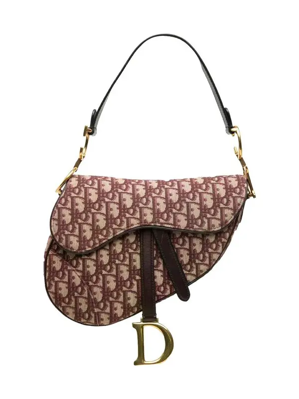 Dior Oblique Canvas Saddle Bag Shoulder Bag - Red