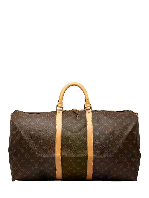 LOUIS VUITTON Monogram Keepall 55 Travel Bag - Brown